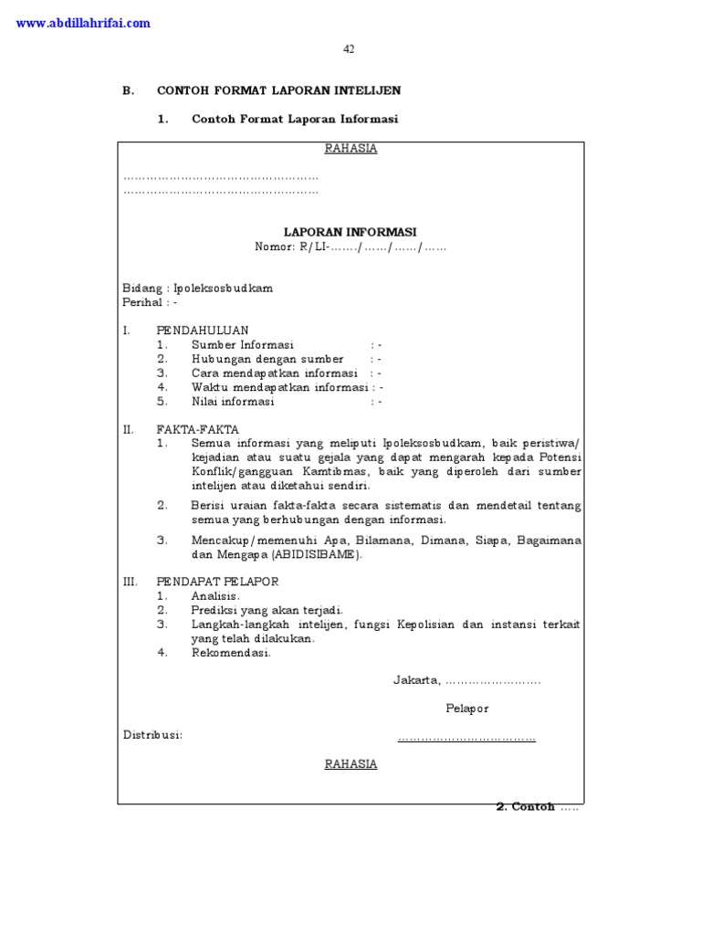 Lampiran Perkap 8 TH 2013 (FORMAT LAPORAN) | PDF