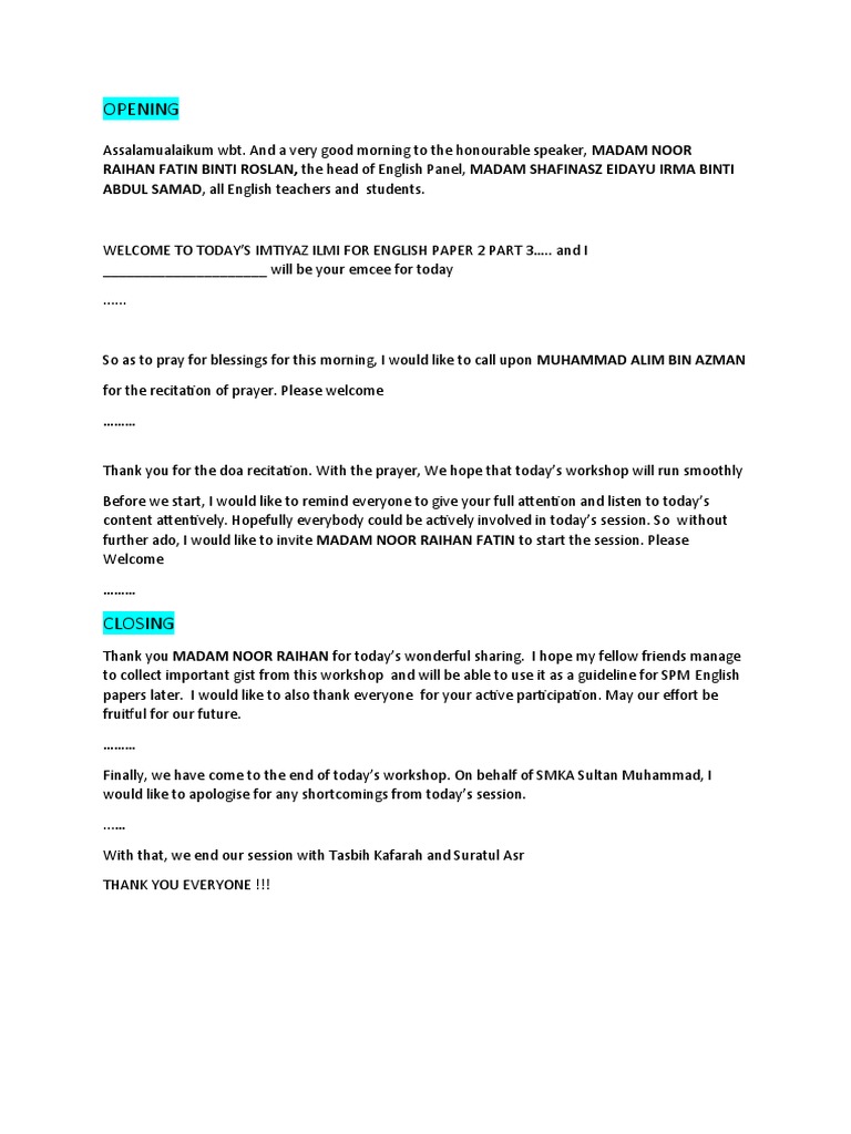 Emcee Text 4 Imtiyaz | PDF