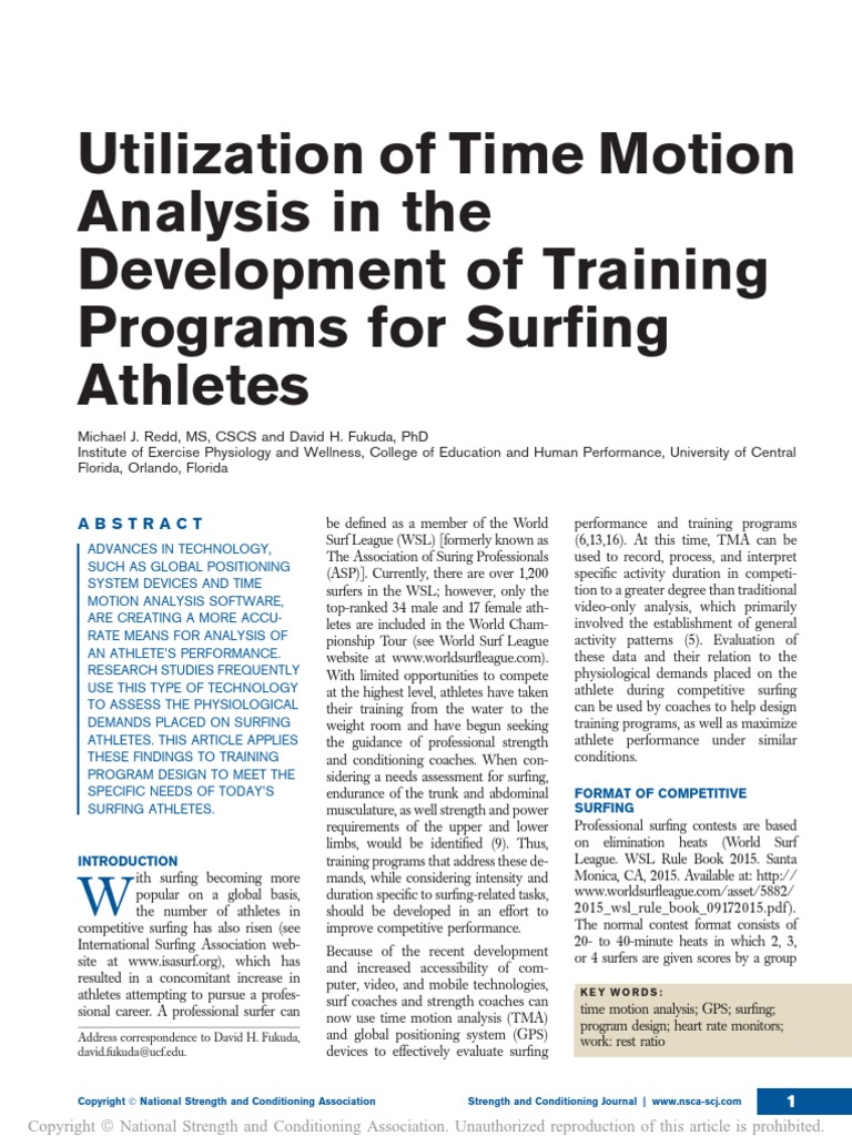Utilization of Time Motion Analysis in The Development of Training ...