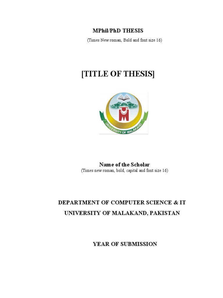 MPhil PHD Thesis Templete Sept. 2018 UOM Approved | PDF | Thesis | Doctor Of Philosophy