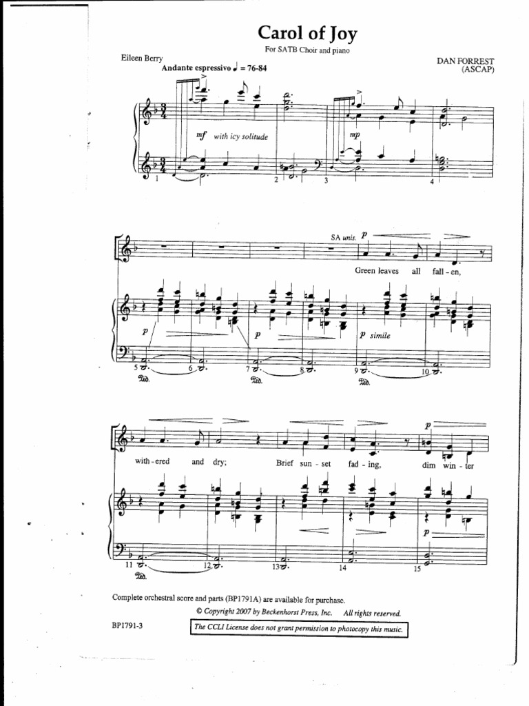 Forrest - Carol of Joy | PDF