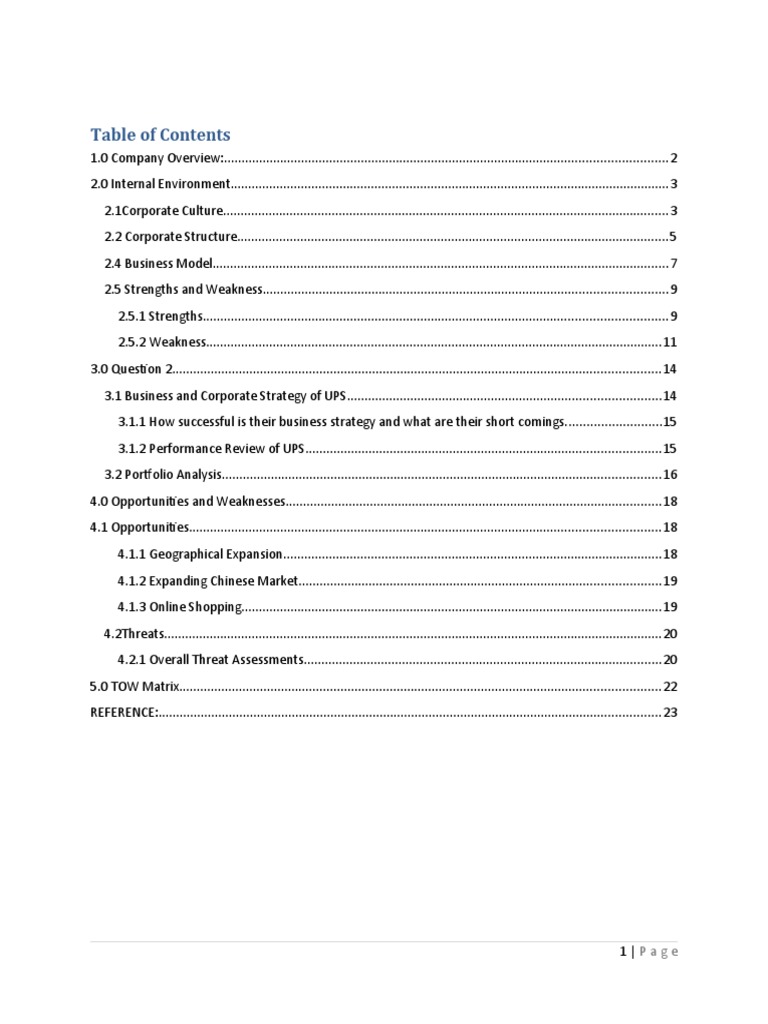 UPS SWOT Analysis and Corporate Strategy | PDF | United Parcel Service ...