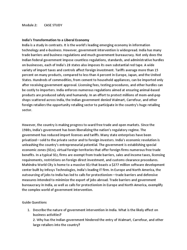 Module 2 Case Study - India S Transformation To A Liberal Economy | PDF ...