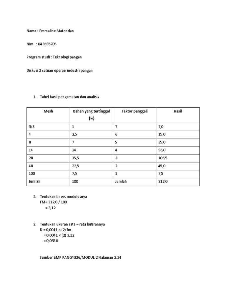 Tugas Diskusi 2 Satuan Operasi Industri Pangan | PDF