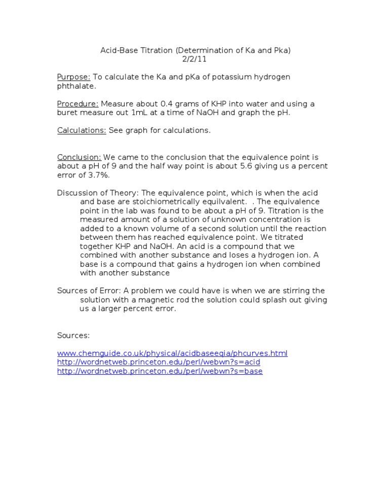 Acid-Base Titration for Students | PDF | Science & Mathematics