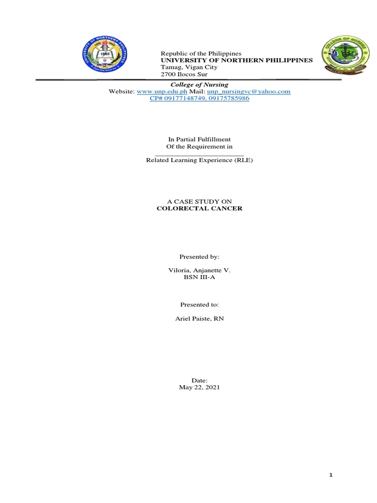 Case Study For Colorectal Cancer | PDF | Colorectal Cancer | Cancer