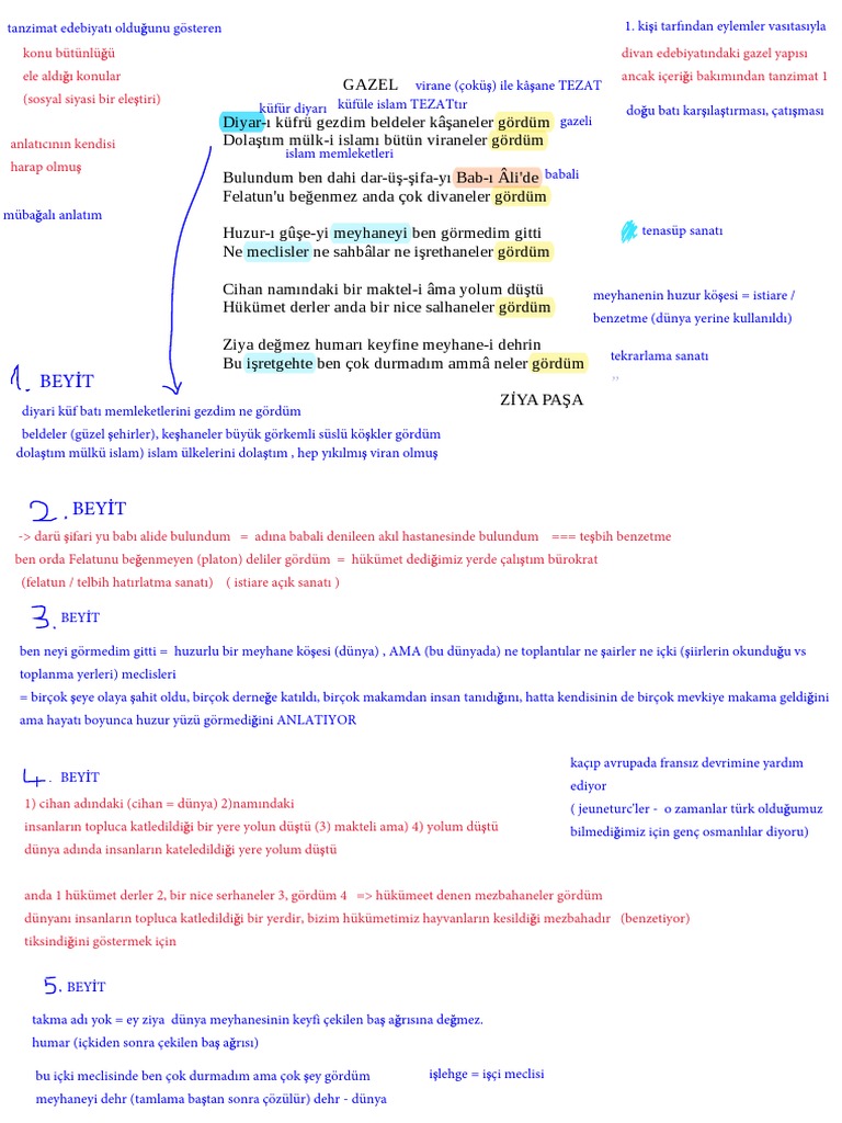 Zi̇ya Paşa Gazel | PDF