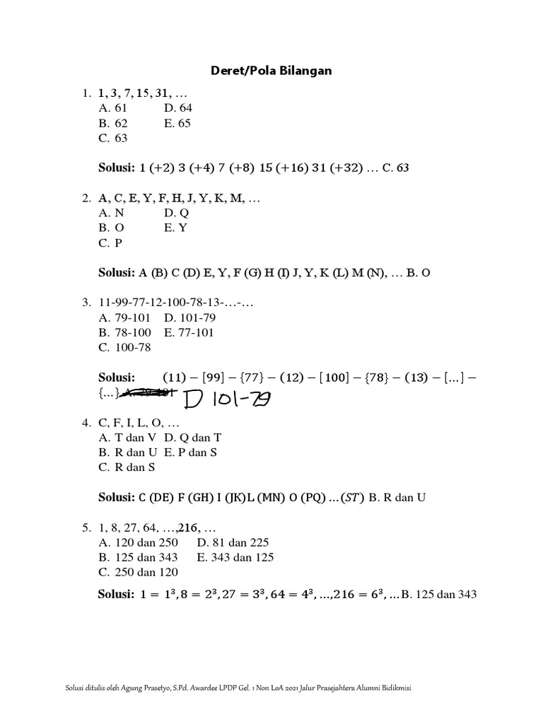Deret, Penalaran, & Kecukupan Data - Agung Prasetyo | PDF