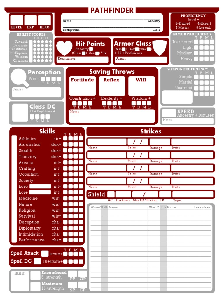 Compact Character Sheet - Red | PDF | Role Playing | Entertainment