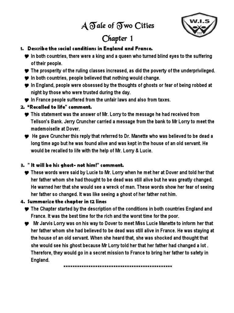 A Tale of Two Cities Answers | PDF | A Tale Of Two Cities