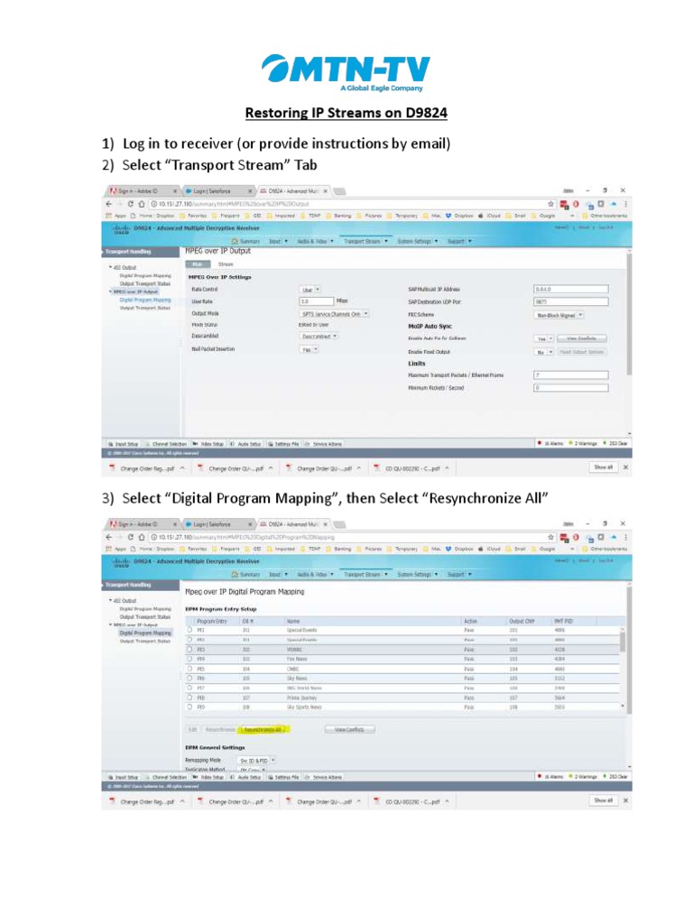 Restoring IP Streams On Cisco D9824 | PDF
