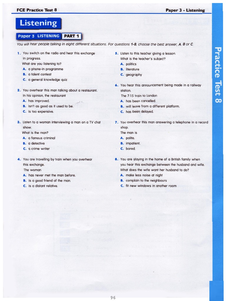 First Listening Test 8 | PDF