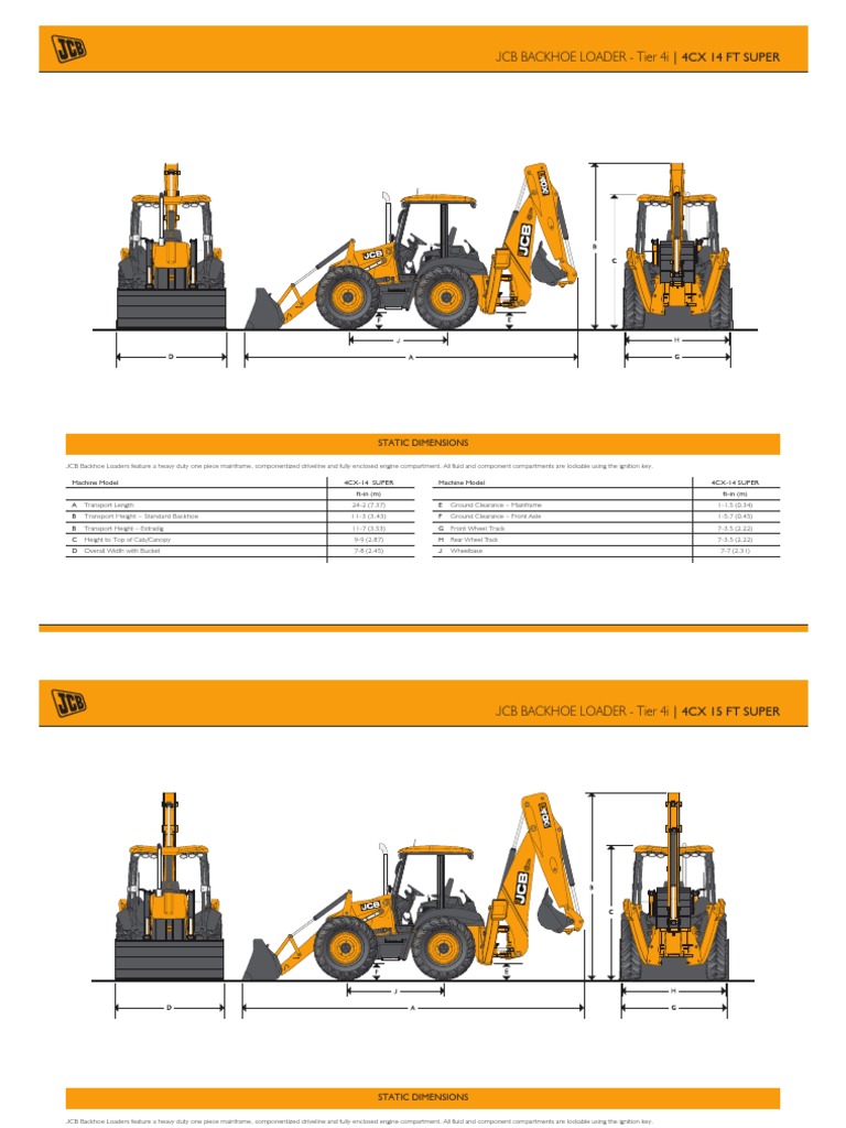 JCB 4cx Super Spec Sheet Us Oct 2012 | PDF | Loader (Equipment ...
