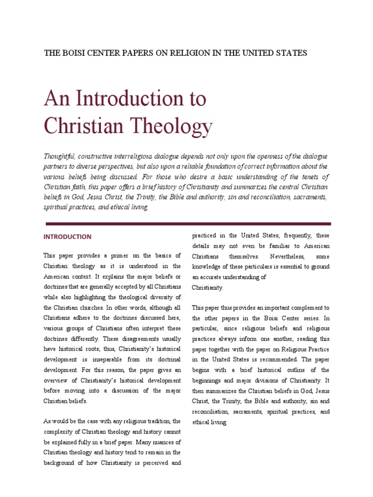 An Introduction To Christian Theology: The Boisi Center Papers On ...