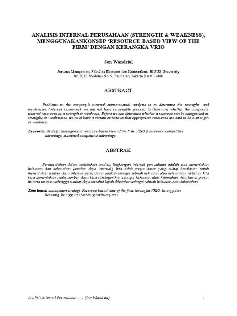ID Analisis Internal Perusahaan Strength We | PDF