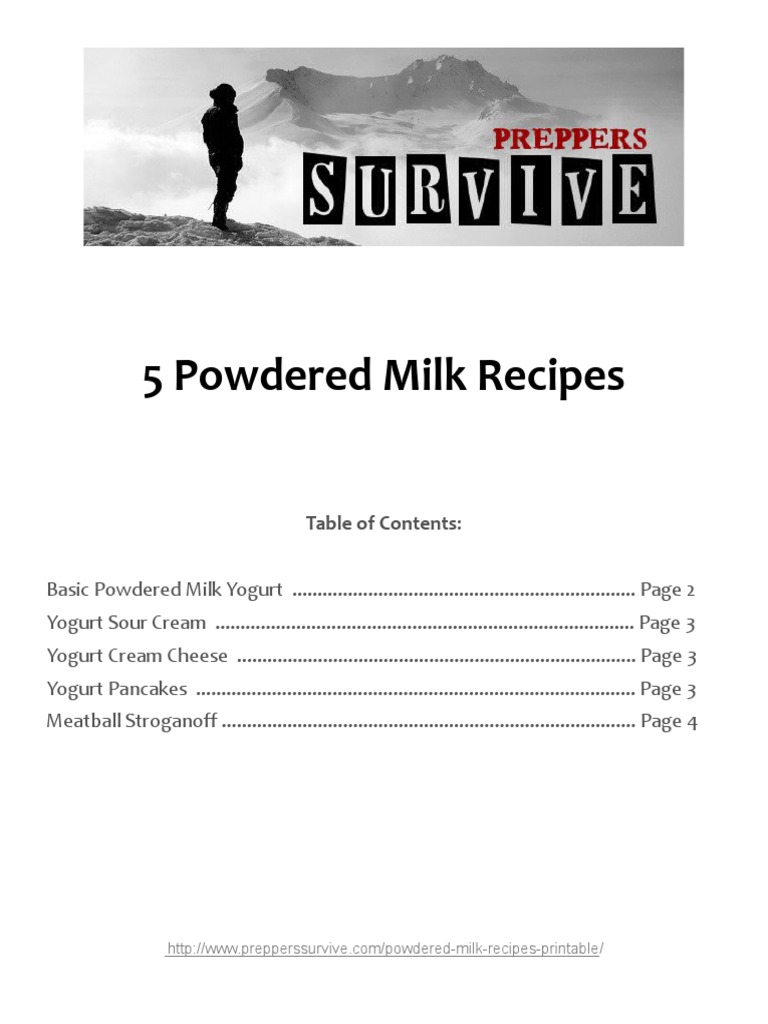 5 Powdered Milk Recipes: Table of Contents | PDF | Yogurt | Milk