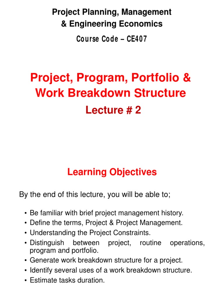 Project, Program, Portfolio & Work Breakdown Structure: Project ...