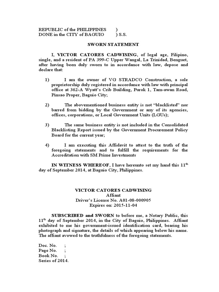 Affidavit Blacklist (Cadwising) | PDF
