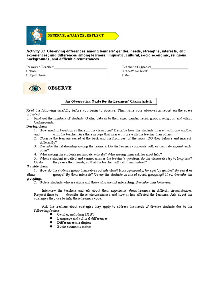 Activity 3 | PDF | Learning | Teachers
