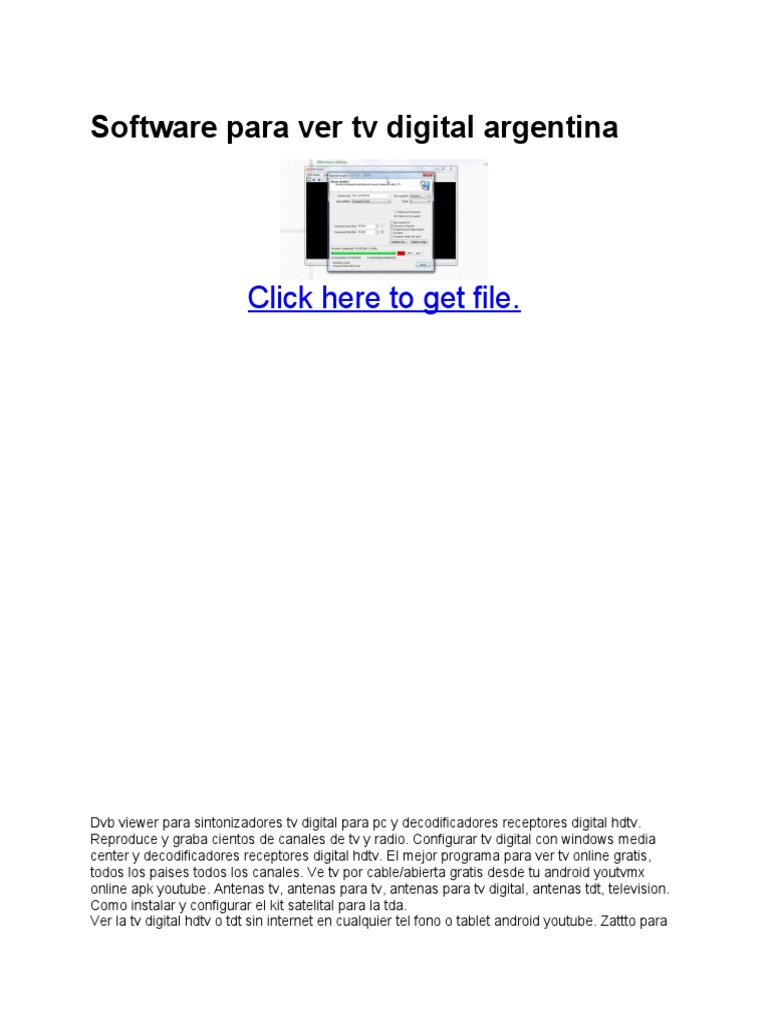 Software para Ver TV Digital Argentina | PDF | Televisión digital ...