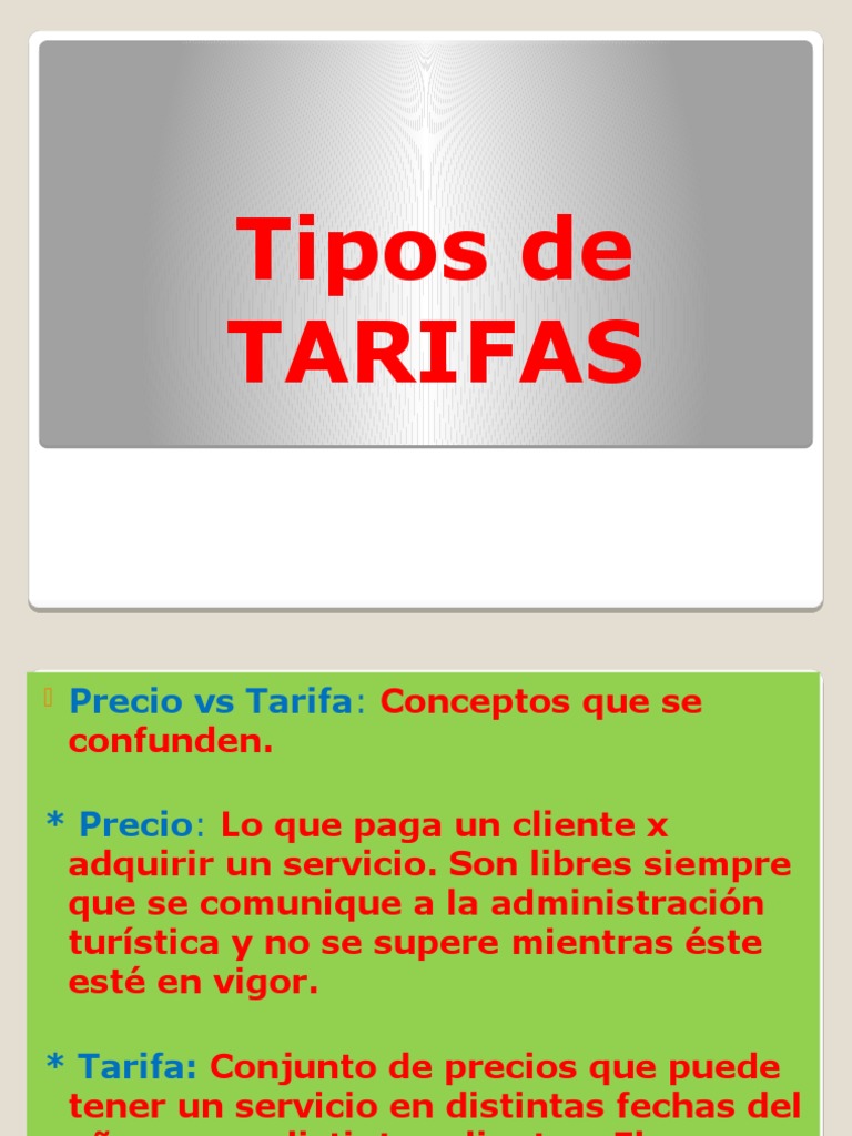 Tipos de Tarifas | PDF | Hotel | Economias