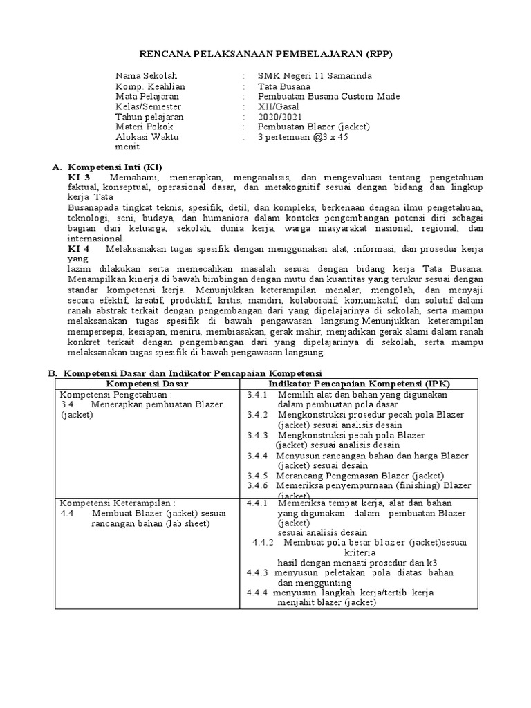 RRP Pembuatan Jas | PDF