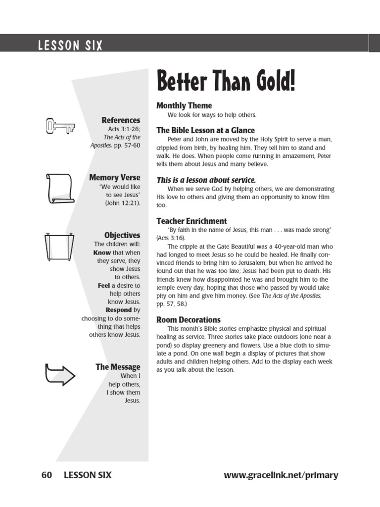 Better Than Gold!: Lesson Six | PDF | Jesus | Saint Peter