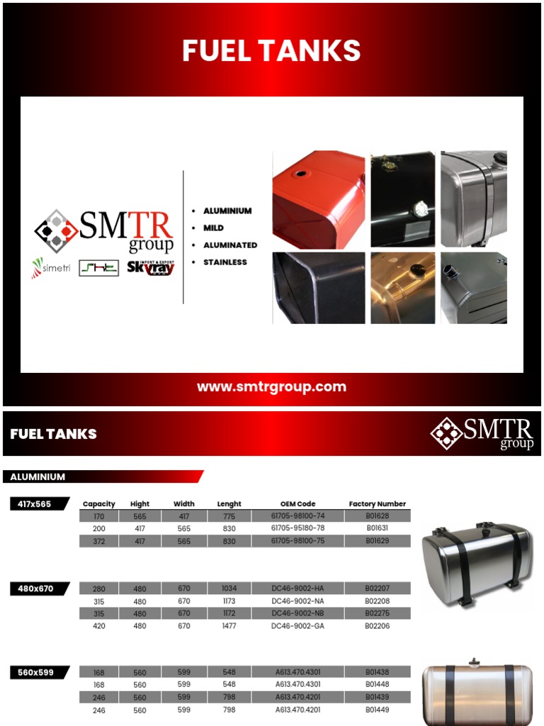 Fuel Tanks: - Aluminium - Mild - Aluminated - Stainless | PDF | Land ...