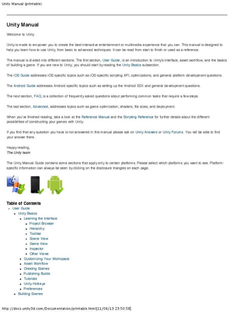 Unity Manual Printable | PDF | Unity (Game Engine) | Ios