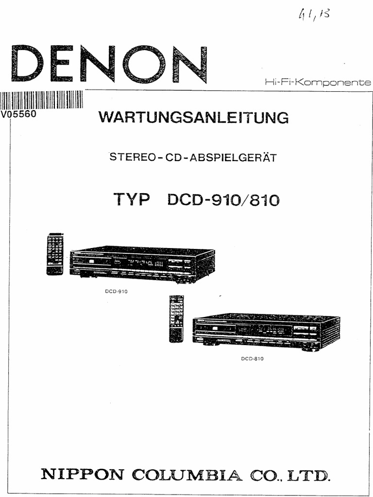 Denon DCD 910 Service Manual | PDF