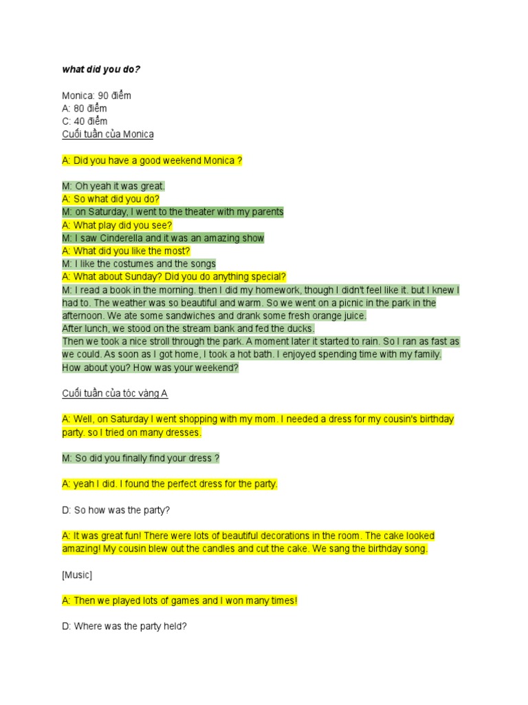 What Did You Do? | PDF