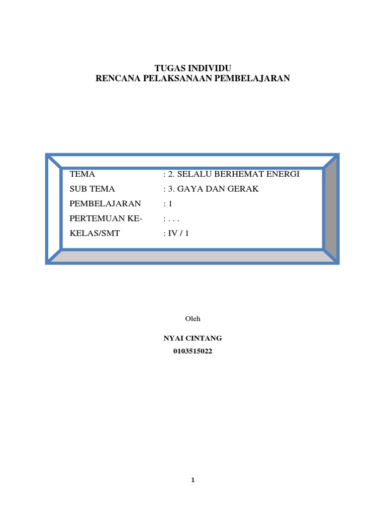 Contoh RPP Tematik Terpadu Nuwja39221 | PDF