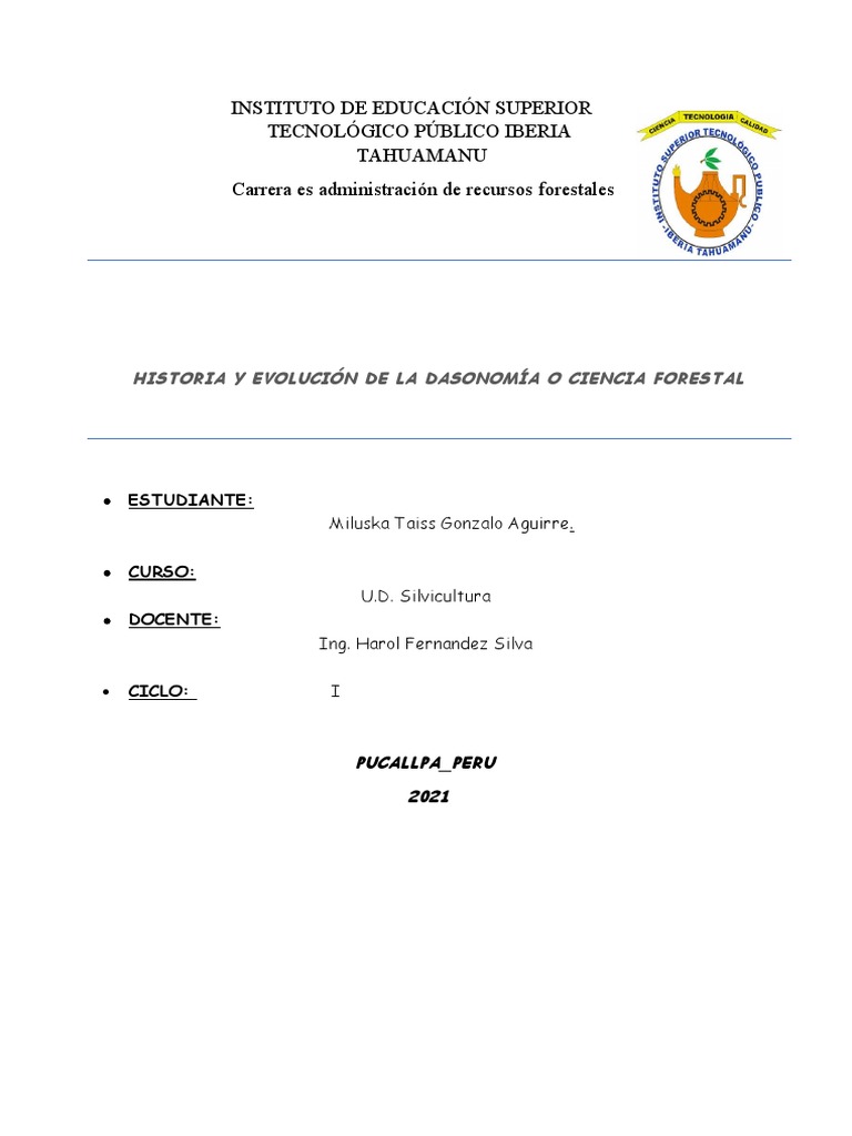 Monografia - Historia y Evolución de La Dasonomia o Ciencia Forestal ...
