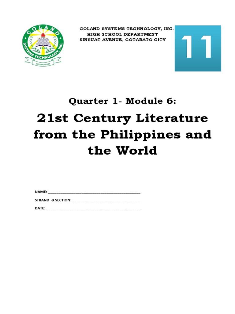 21st Century Literature From The Philippines and The World: Quarter 1 ...