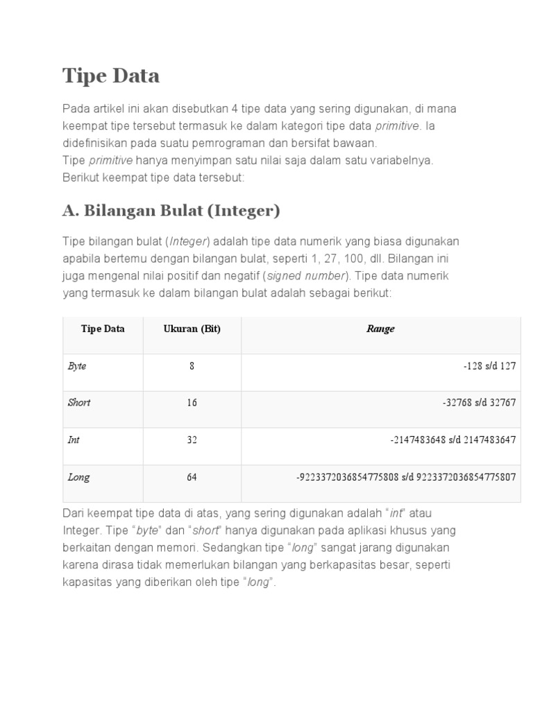 Tipe Data | PDF
