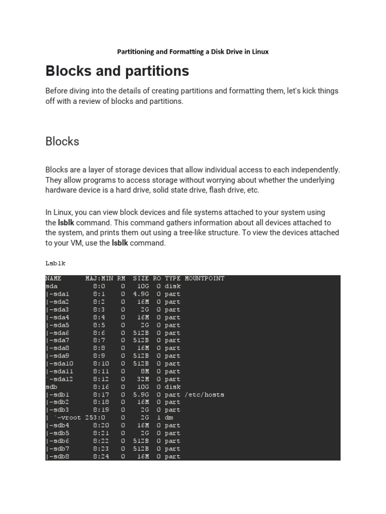 Partitioning and Formatting A Disk Drive in Linux | PDF | File System | System Software