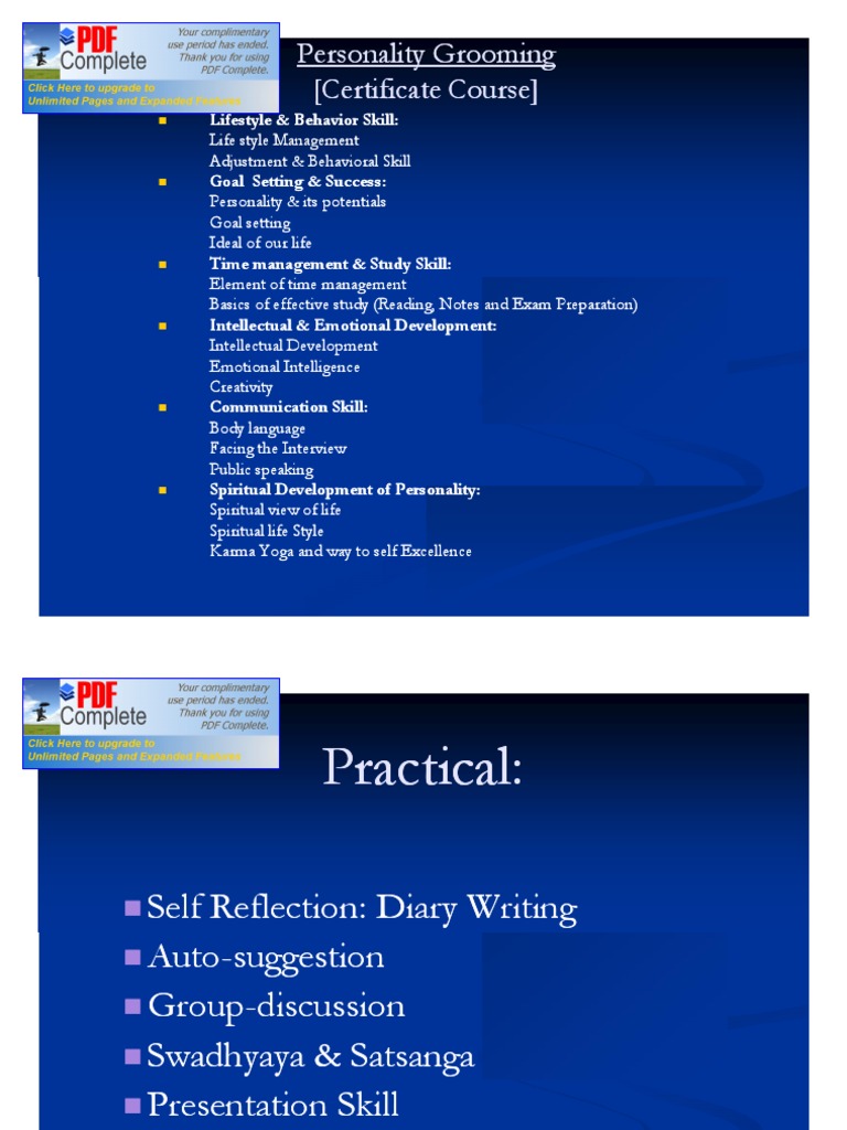 Personality Grooming Course Overview | PDF | Metaphysics Of Mind ...