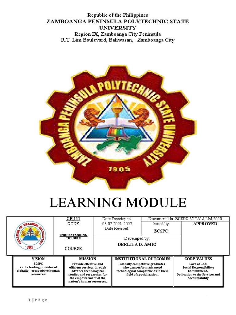 Learning Module: Zamboanga Peninsula Polytechnic State University | PDF ...