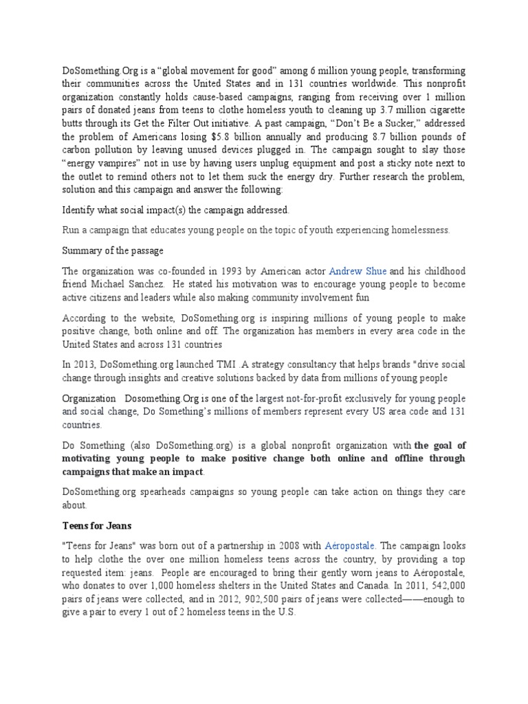 Run A Campaign That Educates Young People On The Topic of Youth ...