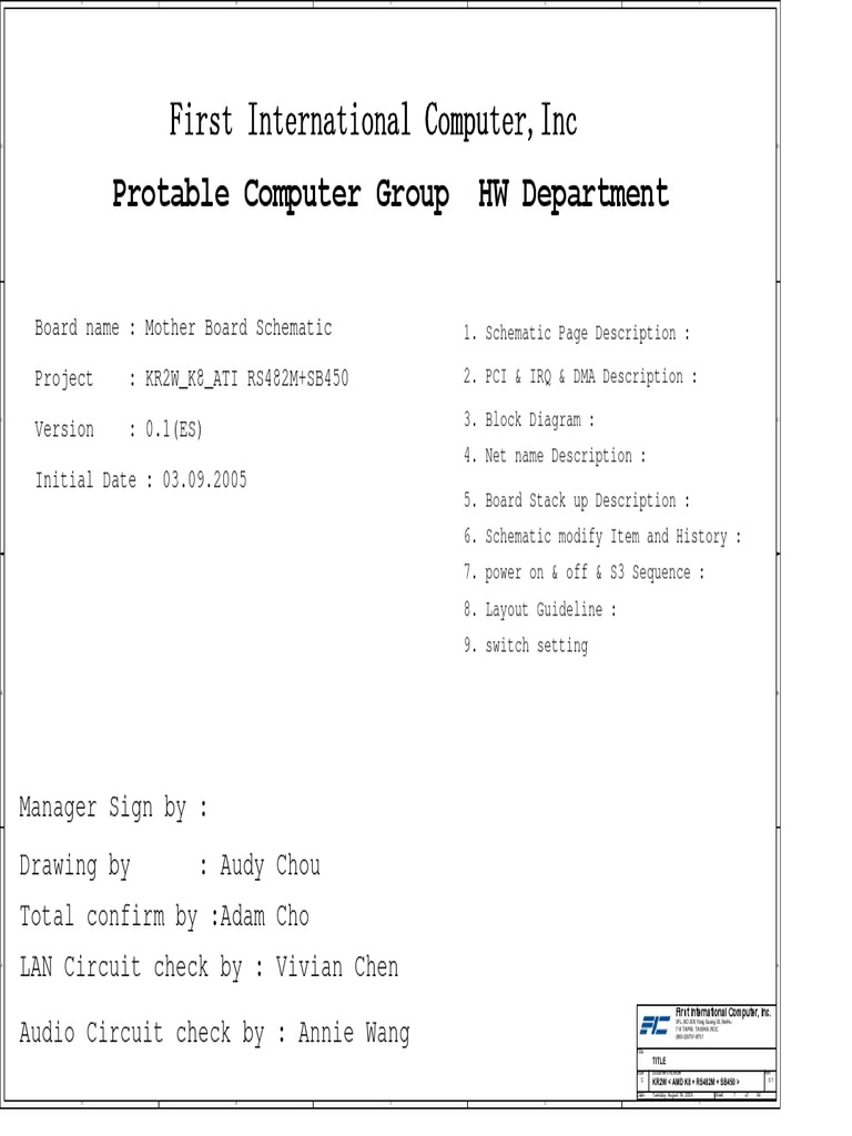 Protable Computer Group HW Department: First International Computer ...