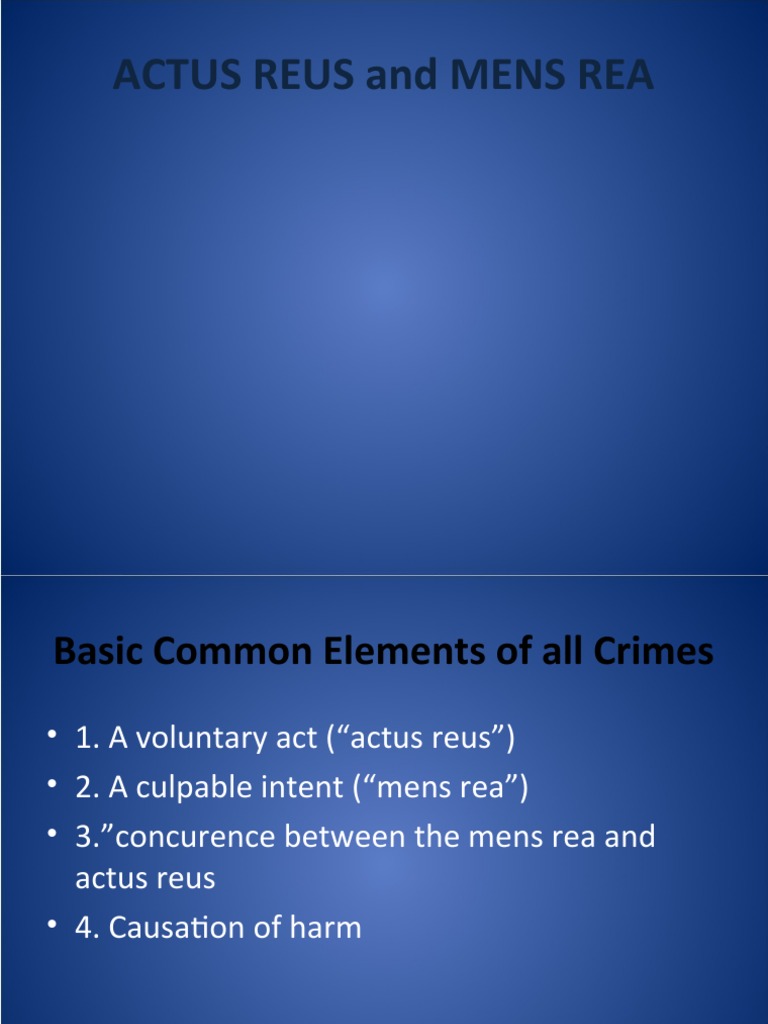 Understanding Actus Reus and Mens Rea | PDF | Mens Rea | Intention (Criminal Law)