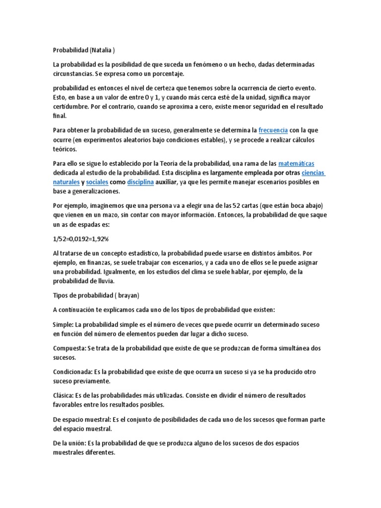 Probabilidad | Descargar gratis PDF | Teoría de probabilidad | Probabilidad