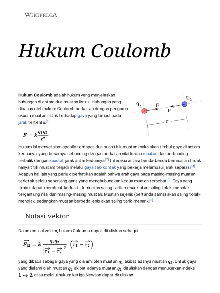 Hukum Coulomb: Interaksi Muatan Listrik | PDF