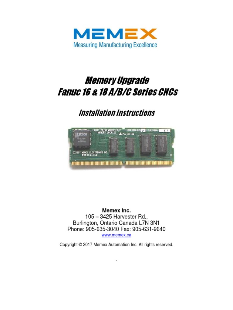 M100741G MAI Memex Memory Upgrade For Fanuc 16 18 | PDF | Computer File ...