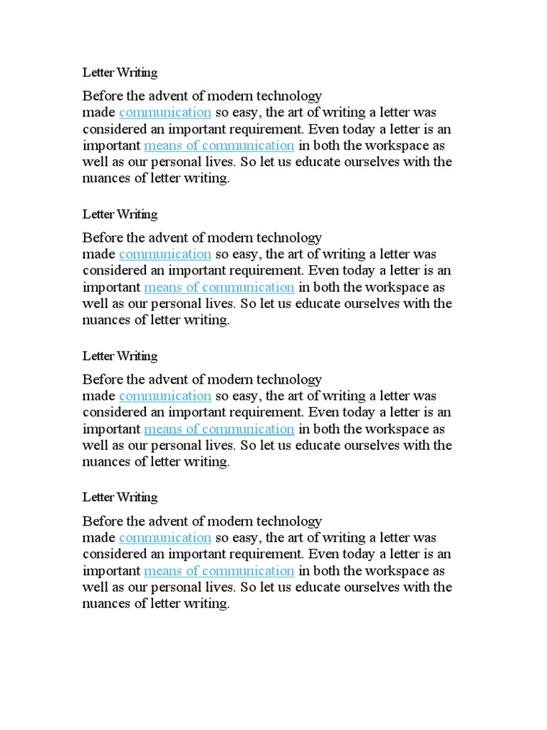 Communication Means of Communication: Letter Writing | PDF
