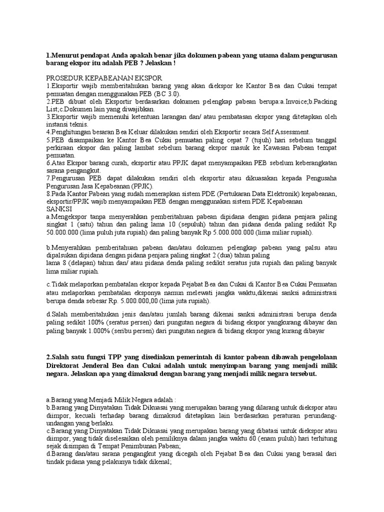 Tugas 2 Kepebeanan Dan Cukai | PDF