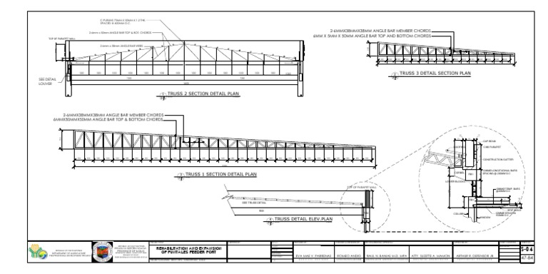 Truss 3 Detail Section Plan: 6Mm X 5Mm X 50Mm Angle Bar Top and Bottom ...