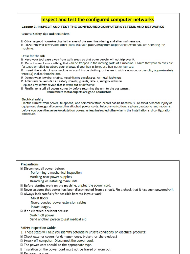 Inspect and Test The Configured Computer Networks | PDF