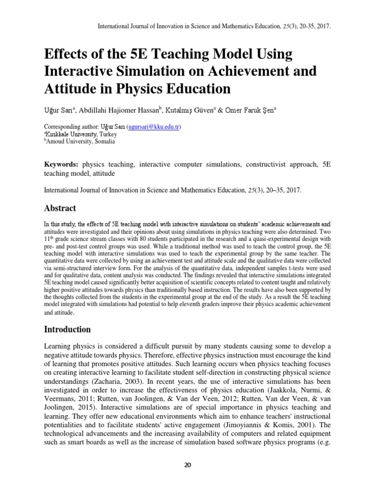 Effects of The 5E Teaching Model Using Interactive Simulation On ...