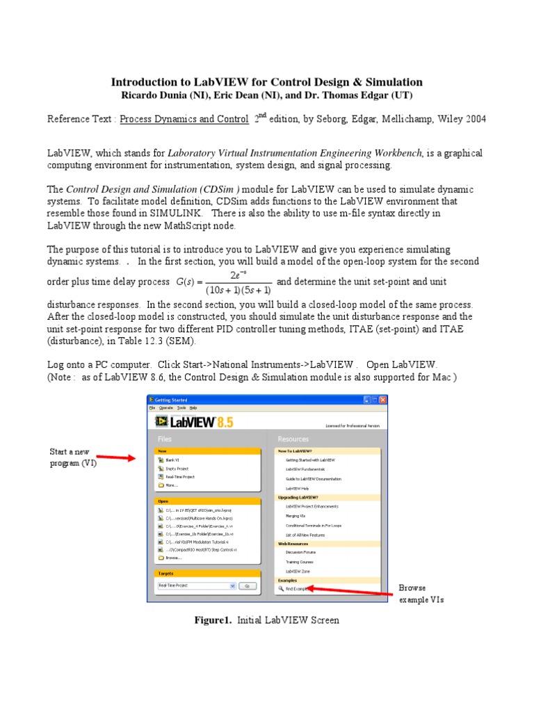 Introduction To Labview For Control Design And Simulation Pdf Control